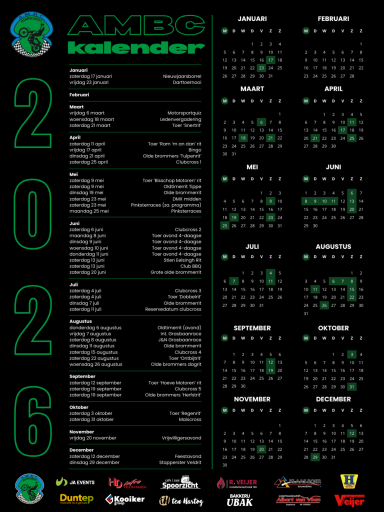 Jaarkalender 2026 - AMBC Staphorst